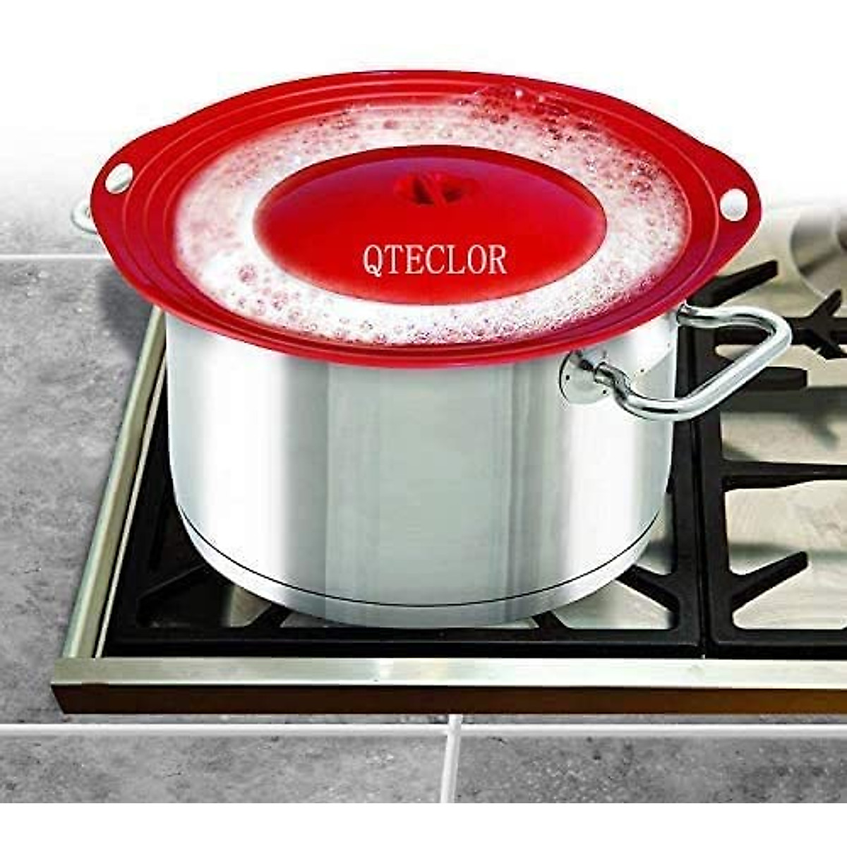 Pot Cover Spill Stopper Lid - Thicken Silicone Boil Over Spill Safeguard,FDA Food Grade Stopper Lid Cover for Pots And Pans, BPA-free Instant Pot Cover, Fits Openings 6" to 10" in Diameter (Red)