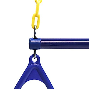 17.6" Monkey Bars for Kids Swing Set Accessories Outdoor - Trapeze Swing Bar for Playground Accessories with 48" Coated Chains 2 Snap Hooks - Hanging bar for Kids Jungle Gym Accessories (Blue)