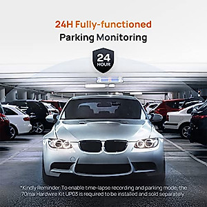 70mai True 2.7K 1944P Dash Cam M500, eMMC Built-in 128GB Storage, Powerful Night Vision with HDR, 170° FOV, 24H Parking Surveillance, Time-Lapse Recording, Built in GPS, ADAS, iOS/Android App Control