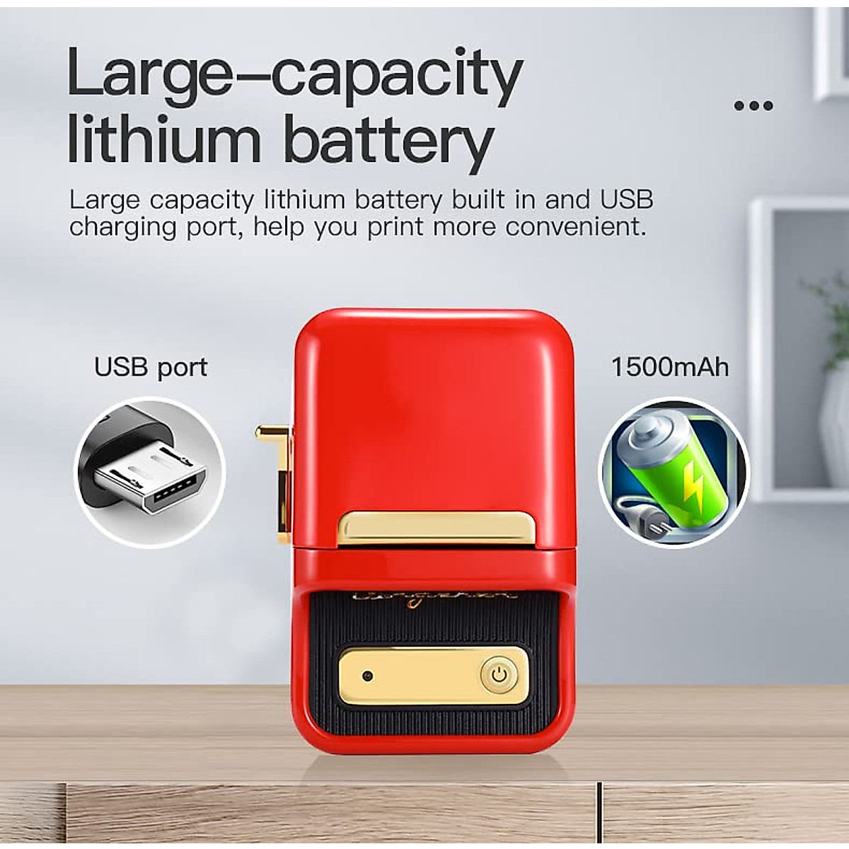 BrokSilent Label Maker Machine B21, Mini Desktop Label Printers, Wireless Portable Bluetooth Thermal Barcode Label Printer with Tape for Phone (Red)