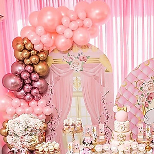 Orgnafey Chrome Hot Pink Magenta and Metallic Gold Balloon Garland Arch Kit Double Stuffed Pearl pink 140pcs Balloons for Birthday Bachelorette Baby Shower Bridal Wedding Anniversary Party Decorations