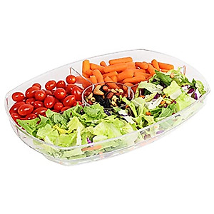 7Penn Acrylic Appetizer Serving Tray - 4 Compartment Transparent Chilled Serving Platter with Flip-Over Ice Tray Lid