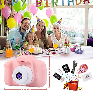 Kids Digital Camera, Toddler Camera, Kid Camera with 2 Inch Screen and 32Gb SD Card, Camera for Kids, Toys for Over 6 Year Old Girls, Birthday Gift Christmas Toy for 6 7 8 Children by Nidoot(Pink)