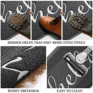 BeneathYourFeet Door Mat (36"x24",Dark Grey), Welcome Mat Low Profile Floor Mat Front Doormat Outdoor Door Rug Non Slip Rugs for Entryway, Patio, High Traffic Areas