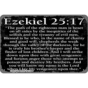 Ezekiel 25:17 Vintage Look Tin 8X12 Inch Decoration Art Sign for Home Kitchen Bathroom Farm Garden Garage Inspirational Quotes Wall Decor