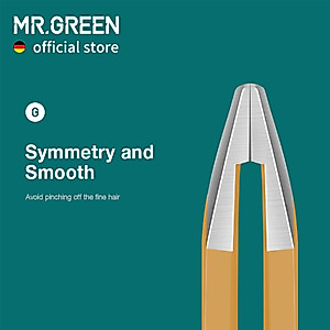 MR.GREEN Curve Handle Eyebrows Tweezers Professional Fine Hairs Removal Puller Makeup Tools Stainless Steel Beauty Clips Removal (Light Yellow)