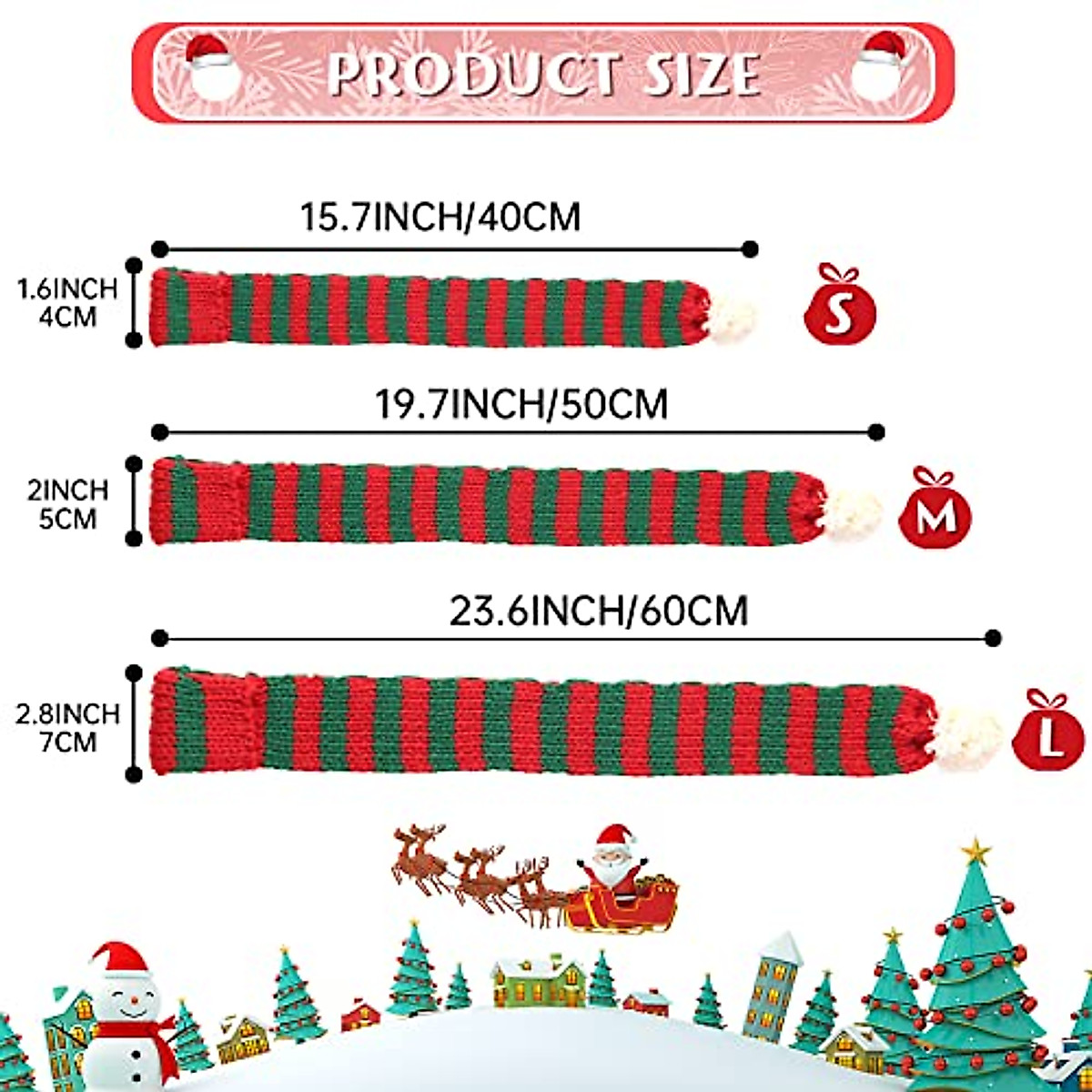 Christmas Costume Hat with Scarf for Cats and Dogs, 2 Pcs Adjustable Santa Hat Scarf Set, Xmas Pet Warm Outfit Cloth, Medium