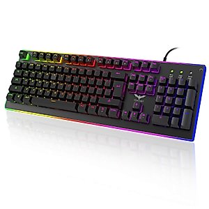 HAVIT RGB Backlit Wired Membrane Gaming Keyboard, Mechanical-Similar Typing/Gaming Experience (RGB Color) (Renewed)