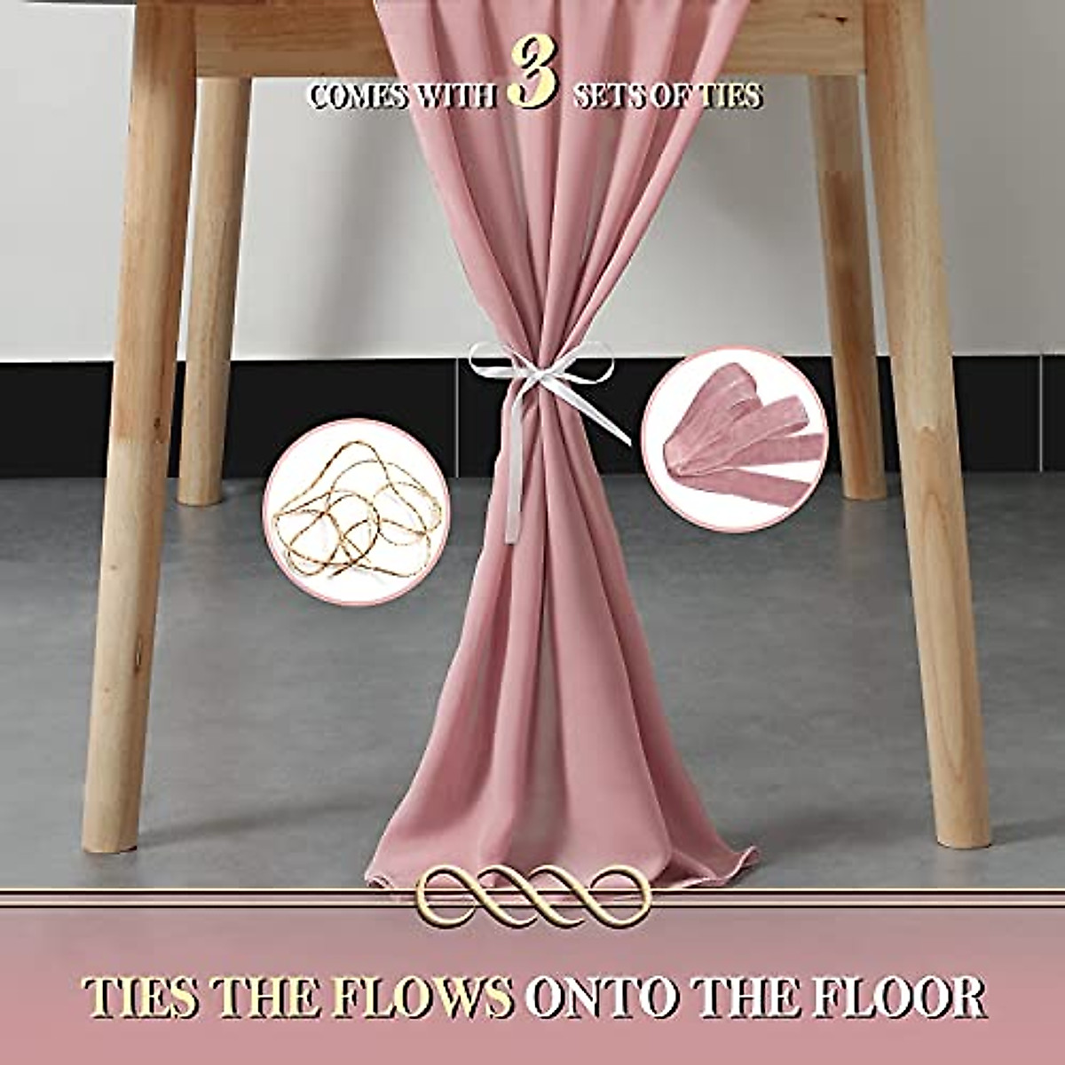 NETANY 4PCS Dusty Rose Chiffon Table Runner 29x120 Inches, Romantic Dusty Pink Sheer Fabric for Wedding Decorations, Baby Shower and Birthday Party Cake Table Decorations