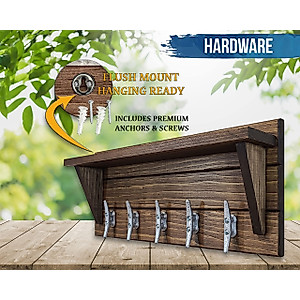 Wildwood Rustic Wall Mounted Boat Cleat Coat Rack with Shelf - Entryway Shelf Perfect Touch for Your Entryway, Kitchen, Bathroom and More