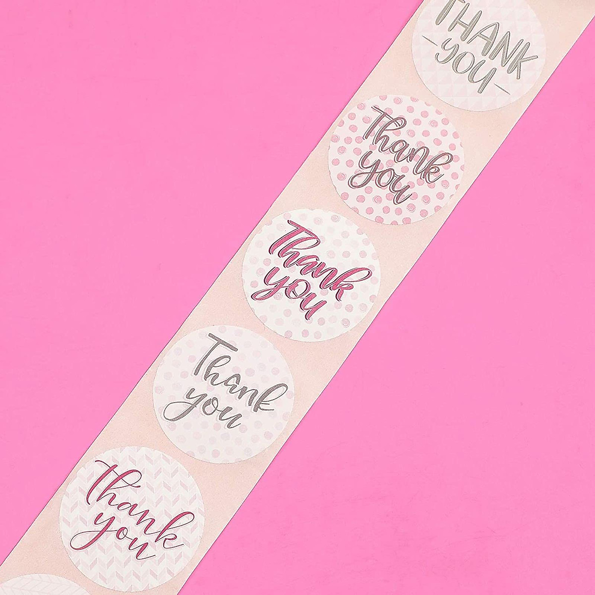 Pink Thank You Sticker Roll, Round Labels (1.5 Inches, 1000 Pack)