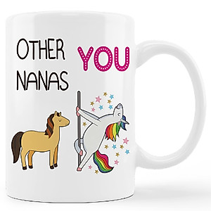 kunlisa Best Nana Mug Cup,Other Nanas VS You Cute Unicorn Ceramic Mug-11oz Coffee Milk Tea Mug Cup,Grandmother Grandma Nana Birthday Mother's Day Gifts From Grandson Granddaughter
