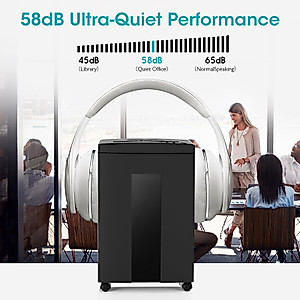 WOLVERINE 18-Sheet 60 Mins Running Time Cross Cut High Security Level P-4 Heavy Duty Paper/CD/Card Ultra Quiet Shredder for Home Office with 6 Gallons Pullout Waste Bin SD9113(Black ETL)