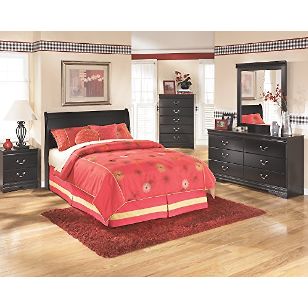 Signature Design by Ashley Huey Vineyard Traditional Full Sleigh Headboard ONLY, Black