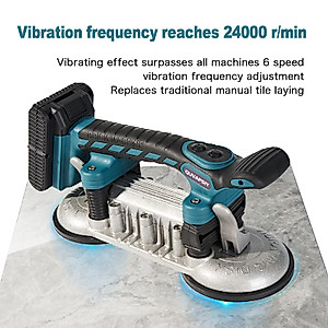 Quvapsiy Tile Vibration Machine Tool - High Performance Dual Suction Cup Tile Vibrator,2 x 12000mAh Battery, 24000r/min 6 Speed Adjustable