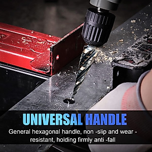 M35 Four Spiral Flute Step Drill Bit Set 1/8"-1/2" （13 Sizes ）,1/4" Hex Shank Drill, Impact Resistant M35HSS Unit Stepper bit, for Stainless Steel, Wood, Aluminum, Plastic