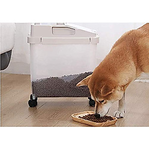 Zaop 20Lbs Airtight Rice Container with Detachable Wheels Dry Food Cereal Beans Storage Container,Sealed 12Lbs Cat Dog Pet Food Bin Tank,Coffee,16JEJDZE30C52TEXT
