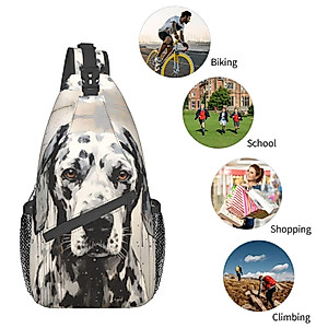 Hicyyu Harlequin Great Dane Outdoor Crossbody Shoulder Bag For Unisex Young Adult Hiking Sling Backpack