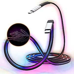 USB C to USB C Cable, 6FT 4 Colors Changing LED USB C Cable 60W/3A Light up Fast Charging USB Type C Charger Cord for iPad Air/iPad Pro, MacBook Pro, Samsung Galaxy S21/S10/S9/Plus (RGB)