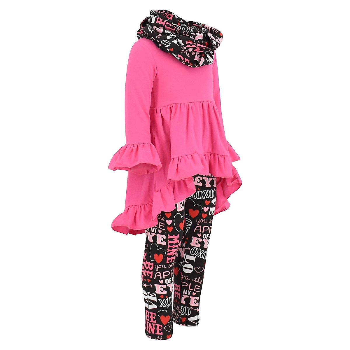 Unique Baby Girls Valentines Day Toddler Outfit Ruffle Top Legging Set (7 Years, Pink)