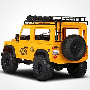 HobbyToki 1/12 RC Crawler 4WD 2.4G Rock Truck Buggy Offroad Cars Defender with Roof Light Sound Full Scale Remote Control Adult Kids Toys (Yellow)