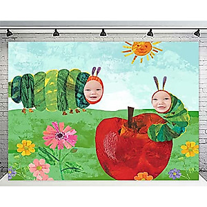 Cartoon Very Hungry Little Green Caterpillar Decorations Pretend Play Party Game Banner Insects Theme Decor for 1st Birthday Party Baby Shower Photo Booth Props Backdrop Background Supplies Favors