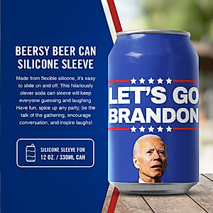 Beersy Silicone Sleeve Beer Can Cover - Insulated Can Sleeve - Novelty Disguise for Outdoor Events, Golf, Parties, Concerts,Tailgates - Hide a Beer To Look Like Soda, Fits 12 oz Cans (Lets Go Brandon)