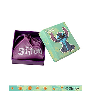 Disney Womens Stitch and Angel Heart Pendant Necklace 18" - 18kt Flash Plated Stitch Necklace Officially Licensed