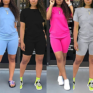WXLAMZN Two Piece Outfits for Women Summer Short Sets Lounge Sets Tracksuit Sweatsuits