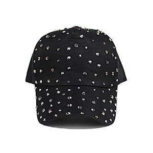 Gudessly Adjustable Breathable Rhinestone Baseball Cap for Women Bling Sequins