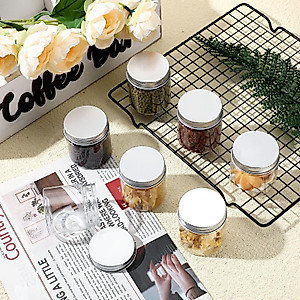 Thyle 100 Pcs Clear Plastic Jars with Lids, 4oz Refillable Containers for Cosmetics, Lotions, and Ointments, Empty Cosmetic Containers for Kitchen Household Storage (Silver)