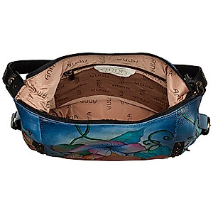 Anna by Anuschka Hand Painted Leather Women's Shoulder HOBO, Midnight Floral