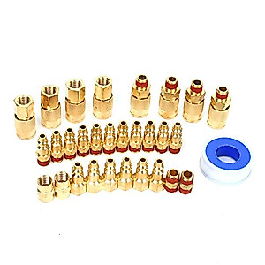 FYPower 30 Pieces 1/4" NPT Air Coupler and Plug Kit, Quick Connect Air Fittings, Industrial Solid Brass Quick Connect, Connector Set
