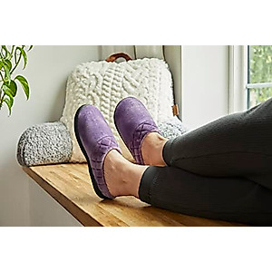 Dearfoams Women's Indoor/Outdoor Memory Foam Darcy Microfiber Velour Clog, Wide Widths Slipper, Smokey Purple, 9-10