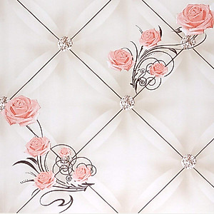 HOYOYO Self-Adhesive Shelf Liners Paper, Removable Self Adhesive Shelf Liner Dresser Drawer Wall Stickers Home Decoration, Grid Rose 17.8 x 118 Inches