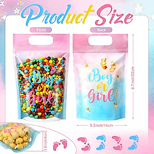 Capoda 50 Pcs Boy or Girl Zip Lock Bags Gender Reveal Sealing Pouches with Handles Blue Pink Baby Shower Plastic Bag for Gender Reveal Party Gift Wrap(Boy or Girl)