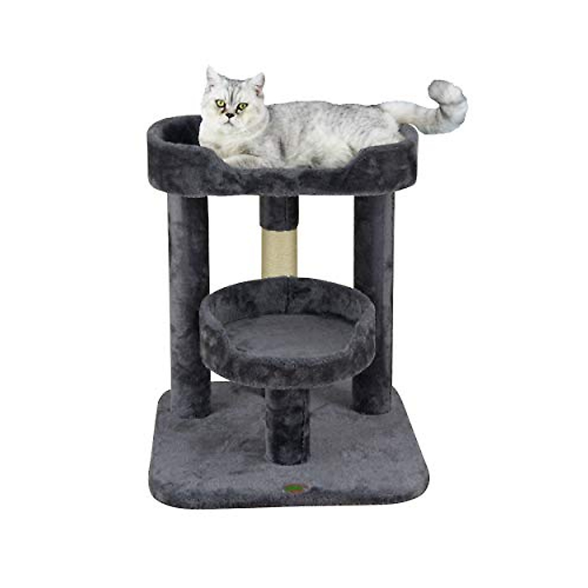 Go Pet Club 23" Cat Tree Scratcher Kitty Condo Kitten Furniture with Two Elevated Perch Beds and Large Base for Indoor Cats, Gray