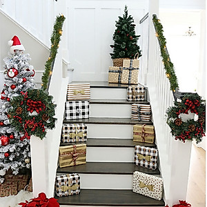 FUNPENY Christmas Decoration 15 FT Prelit Artificial Christmas Garland with 35L Mini String lights for Home Wedding Fireplace Party Christmas