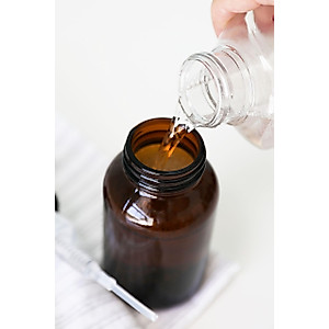 Rail19 Amber Glass Apothecary Foaming Soap Dispenser with Metal Pump - for Kitchen and Bathroom Countertop, 8.5oz (Black)