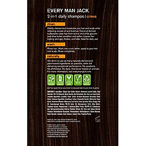 Every Man Jack 13.5 Ounce 2-in-1 Shampoo + Conditioner - Citrus (twin Pack), 27 Fluid Ounce