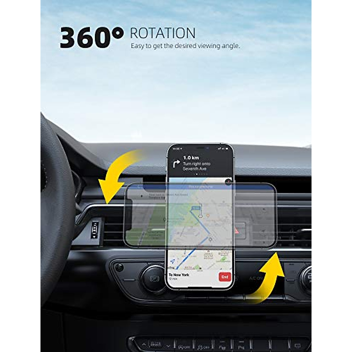 Lamicall Magnetic Phone Holder for Car, [6 Strong Magnets] Car Phone Holder Mount, Cell Phone Holder for Car, iPhone Car Holder Compatible with All Smartphone