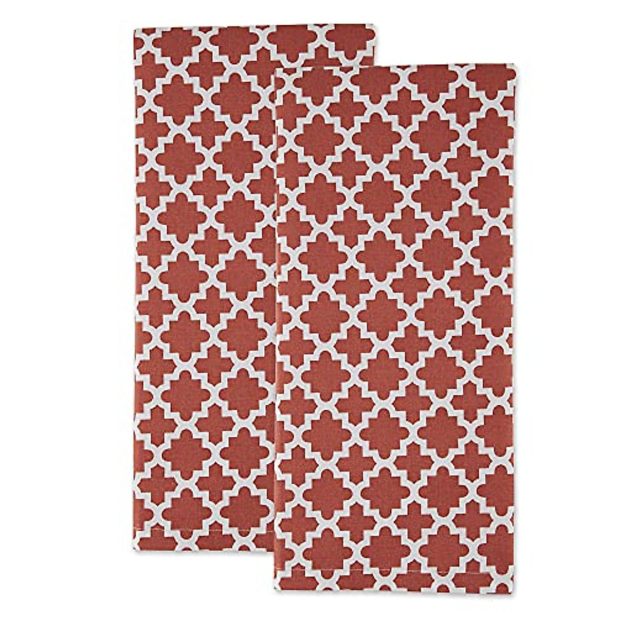 DII Lattice Basics Collection Kitchen Essentials, Dishtowel Set, Vintage Red, 2, Piece