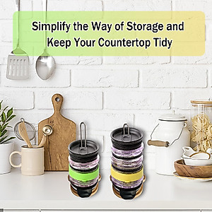 Faunayo 2 Packs Revolutionary Tumbler Lid Organizer, Detachable Bamboo Cup Lid Organizer, Vertical Storage for 10 Lids and More, Keep Kitchen Cabinets Clutter-Free and Countertops Organization