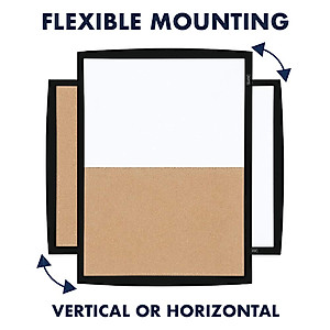 Quartet Combination Magnetic Whiteboard & Corkboard, 17" x 23", Combo White Board & Cork Board, Curved Frame, Perfect for Office & Home Decor, Home School Message Board, Black (41723-BK)