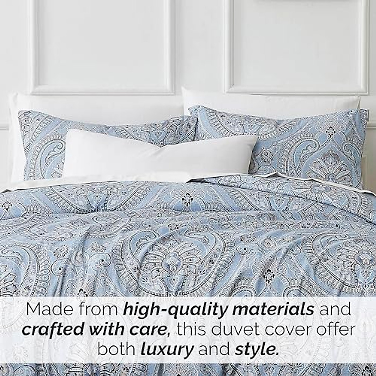 Southshore Fine Living, Inc. Oversized King Comforter Bedding Set, Down Alternative Boho Bedspread, Paisley Print Comforter, King/California King with 2 Matching Shams, Pure Melody Aqua