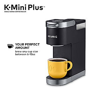 Keurig K-Mini Plus Coffee Maker, Single Serve K-Cup Pod Coffee Brewer, 6 to 12 oz. Brew Size, Stores up to 9 K-Cup Pods, Black