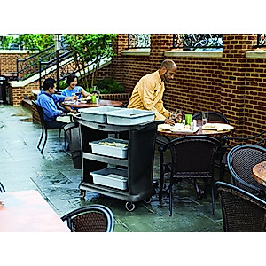 Rubbermaid Commercial Products Executive Series Utility Cart with Wheels, Black, Two Shelf Cart for Kitchen/Restaurant/Cafeteria/School/Storage 300 lbs. Capacity