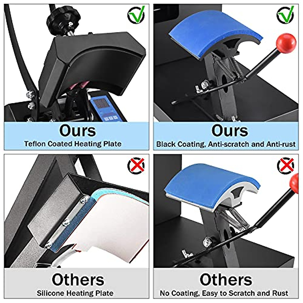 PNKKODW Hat Press Digital Baseball Cap Heat Press Machine 6x3.5 Inch Clamshell Design Curved Element Cap Sublimation Transfer Press with LCD Timer and Temperature Control, Rigid Steel Frame