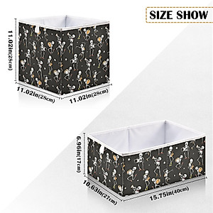 Sletend Cube Storage Bins Skull Collapsible Storage Baskets Foldable Fabric Storage Box for Clothes, Toys 11" x 11" x 11"