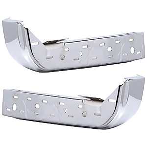 ECOTRIC Rear Bumper Ends Caps Cover Compatible with 2015-2020 Ford F150 Replacement For FO1102380 W/O Park Sensor Holes Chrome Steel Left & Right